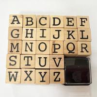 China Customization 26pcs Alphabet Letter Stamp Set Wooden Stamps With Ink Pad for Kids Educational for sale