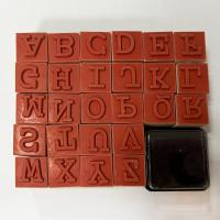 China Customization 26pcs Alphabet Letter Stamp Set Wooden Stamps With Ink Pad for Kids Educational for sale