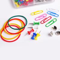 China Wholesale Desk Stationery Office Supply Kit Push Pins Drawing Pins Paper Clips and Rubber Bands Set for sale