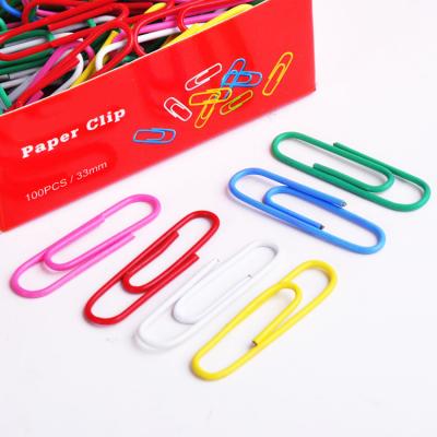 China Factory Price 100pcs 33mm Colorful Plastic Coated Paper Clips for sale