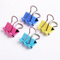 China Wholesale 4 Color 60pcs Pvc Box Metal 15mm Mini Colorful Binder Clip for sale
