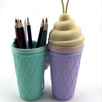 China Reliable Quality Large Capacity Handle Silicone Pencil case Student Fancy Ice Cream Shape Pen Bag for sale