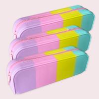 China Creative stationery OEM rainbow colorful silicone wholesale waterproof pencil case pen bag for sale