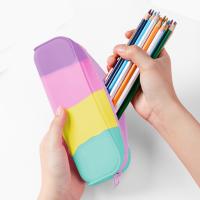 China Creative stationery OEM rainbow colorful silicone wholesale waterproof pencil case pen bag for sale