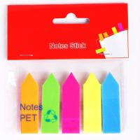 China Hot selling arrow shape 5 colors PET self-adhesive fluorescent note pad for sale