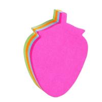China Hot sale round flower leaf heart star strawberry shape colorful fluorescence sticky note for sale