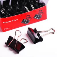 China custom 12pcs binder clips metal black cheap 32mm binder clip for sale