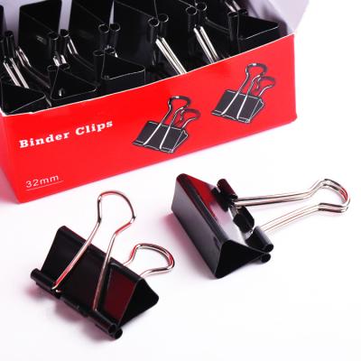 China custom 12pcs binder clips metal black cheap 32mm binder clip for sale