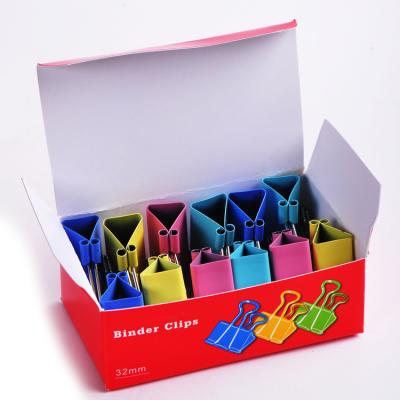 China factory sale 4 color metal 32mm colored paper binder clip for sale
