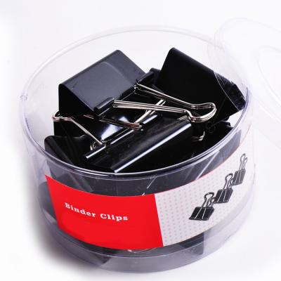 China wholesale 12pcs pvc drum metal cheap 51mm black long binder clip for sale