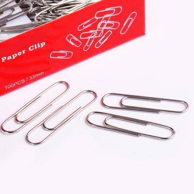 China Factory price wholesale flat round 33mm silver paper clips for office for sale