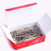 China 50mm 100pcs a color box metal silver office paper clips for sale