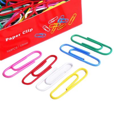 China factory price 33mm 100pcs office decorative clips flat roundcolourful paper clips for sale