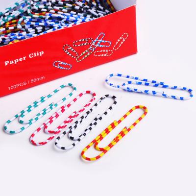 China Factory direct sale 100pcs/50mm colorful plastic coated paper clips for office stationery for sale