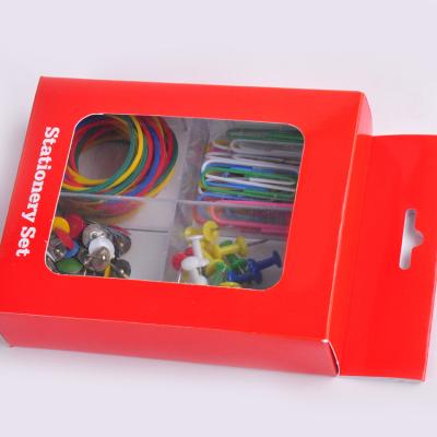 China Wholesale promotional office supply assorted sizes pushpin paper clip and rubber bands pins sets for sale
