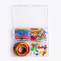 China Hot selling office stationery set different sizes color paper clip and rubber bands push pins for sale
