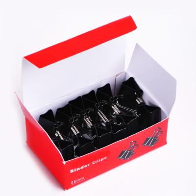 China Factory wholesale high quality 12pcs binder clips metal black binder clip for sale