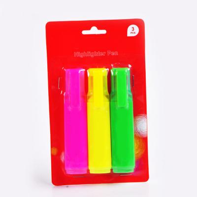 China hot selling cheap price customized logo 3 colors fluorescent pens for sale