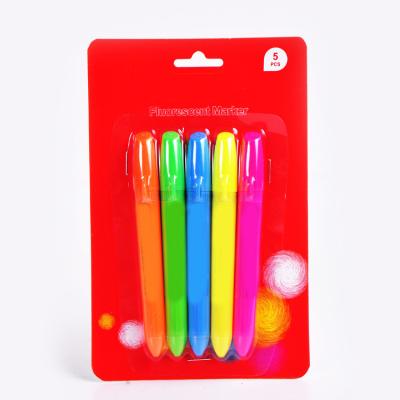 China wholesale stationery 5 colors hot sale fluorescent pen set for sale