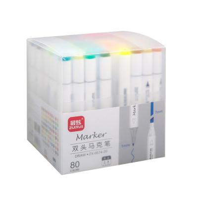 China 80 Colors Double-headed Oily Rich Color Best Art Markers Bullet Tip Permanent Colour Marker Pack for sale