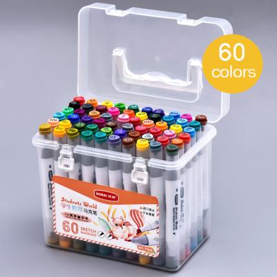 China 60 Colors Double Head Triangular Penholder Washable Wholesale Marker Pen Set Doodle Dazzle Markers for sale