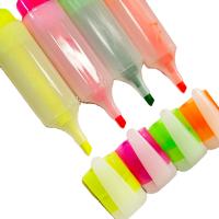 China Factory Directly Price 4PCS Cheap Fluorescent Ink PVC Bag Set Marker Pen Chisel Fiber Tip Highlighter for sale