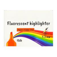 China Wholesale 12PCS Cheap Orange Non-toxic Fluorescent Ink Marker Pen Set Chisel Fiber Tip Highlighter for sale