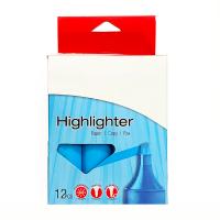 China Best Price 12PCS Blue School And Office Fluorescent Ink Color Box Set Marker Chisel Fiber Tip Highlighter for sale