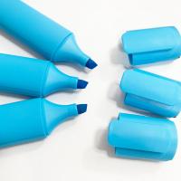 China Best Price 12PCS Blue School And Office Fluorescent Ink Color Box Set Marker Chisel Fiber Tip Highlighter for sale