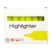 China Facoty Wholesale 12PCS Yellow School And Office Fluorescent Ink Window Cuted Color Box Set Marker Chisel Fiber Tip Highlighter for sale