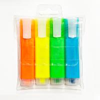 China Factory Directly Price 4PCS Fluorescent Ink PVC Bag Set Marker Pen Chisel Fiber Tip Highlighter for sale