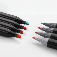 China Hot selling customizable kids drawing multi-color 12pcs fibre tip pen double-ended triangle marker pen with black bag for sale
