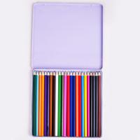 China Wholesale sharpened white wood good quality 24pcs metal box color pencil for kids drawing for sale