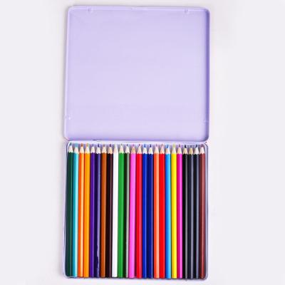 China Wholesale sharpened white wood good quality 24pcs metal box color pencil for kids drawing for sale
