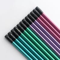 China presharpen black wood hb pencil 12pcs metallic painting graphite pencil with eraser for sale