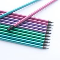 China presharpen black wood hb pencil 12pcs metallic painting graphite pencil with eraser for sale