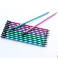 China presharpen black wood hb pencil 12pcs metallic painting graphite pencil with eraser for sale