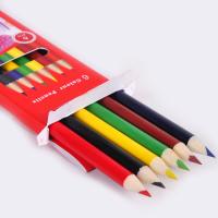 China wholesale good quality round smooth soft wood 6 colored pencils for sale