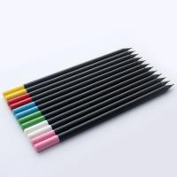 China Wholesale round black wood pencil hb closed head mat printing wooden China pencil for sale