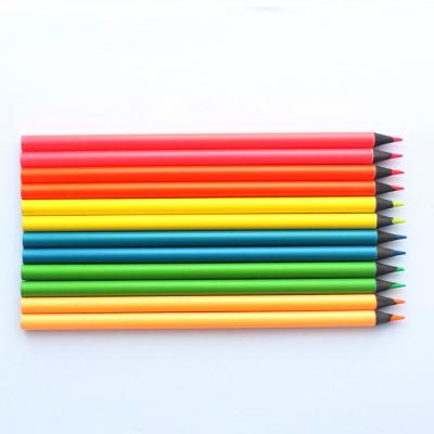 China government bid 12pcs round wooden wholesale colour pencil set for sale