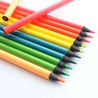 China government bid 12pcs round wooden wholesale colour pencil set for sale