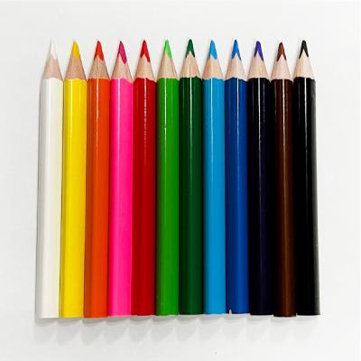 China Wholesale 3.5 Inch 12PCS Premium Colored Kids Drawing Short Wooden Triangle Color Pencil for sale