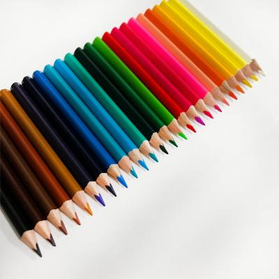China Facoty Price 3.5 Inch 24 Colors Non-toxic Short Kid Drawing Tools Set Wood Triangle Color Pencil for sale