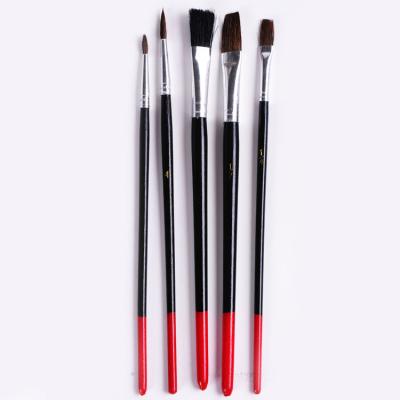 China 5pcs horse hair kids paint brushes wood painting artist brush for sale