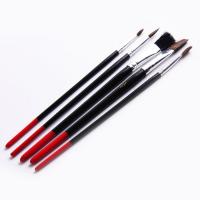 China 5pcs horse hair kids paint brushes wood painting artist brush for sale