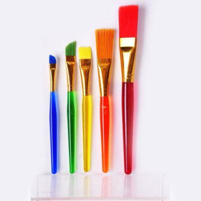China 5pcs factory price wholesale plastic barrel art brush nylon painting brush for sale