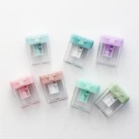 China high quality hot sale candy color cover clear plastic sharpener for sale