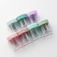 China high quality hot sale candy color cover clear plastic sharpener for sale