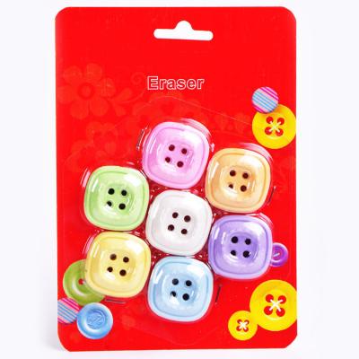 China custom promotion 7pcs TPR button shape fancy kawaii eraser for sale