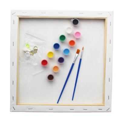 China wholesale animal printing 30x30cm mini stretched canvas with watercolor set for sale